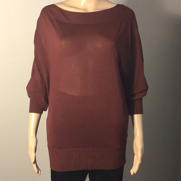 Zara | Tops | Zara Burgundy Loosefitting Sheer Stretch Top | Poshmark